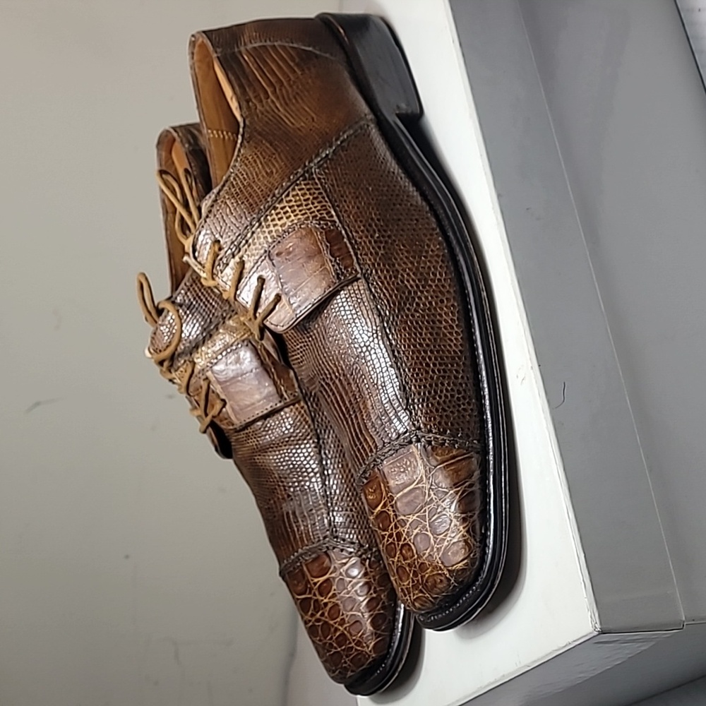 David Eden Tan Genuine Crocodile Shoes Size 10.5 - Gem
